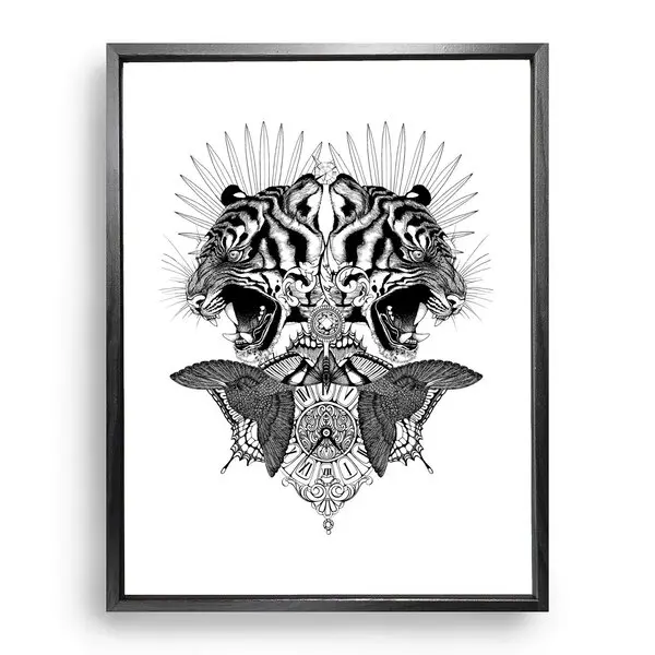 EMILY CARTER Baroque Tiger' Fine Art Print A3 - Black