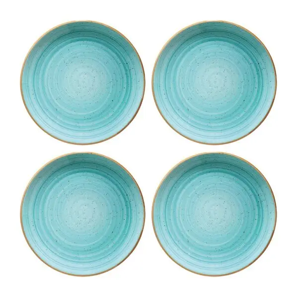 Turgla Home Aqua Round Porcelain Dinner Plate Set Of Four - Blue