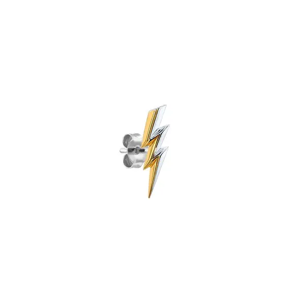 TRUE ROCKS Silver / Gold Gold & Silver Lightning Bolt Stud Earring