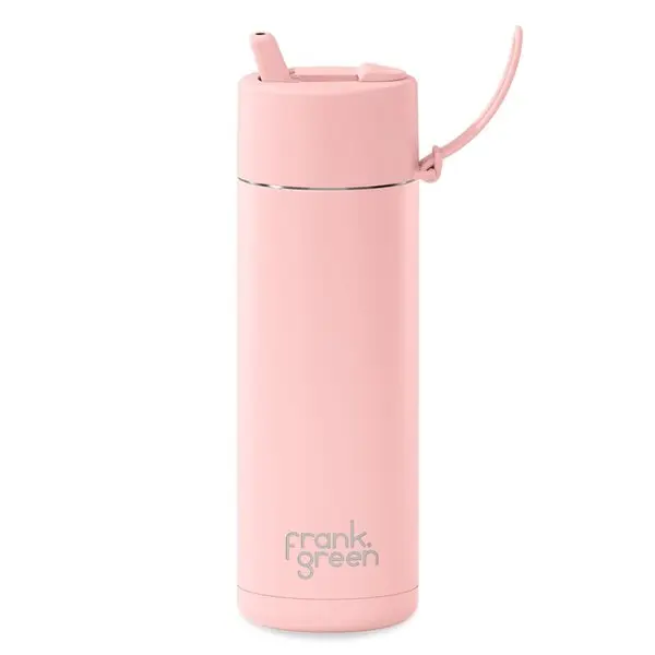 FRANK GREEN 20oz Stainless Steel Ceramic Reusable Bottle Blushed With Flip Straw Lid - Pink