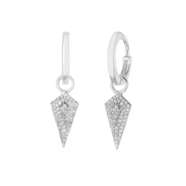 ZOHREH Diamond Rhombus Hoop Earrings 9k White Gold - Silver