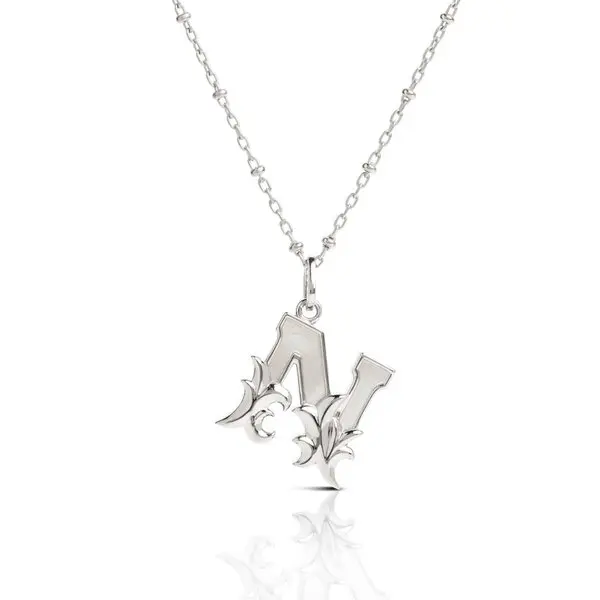 KASUN LONDON Solid N Initial Necklace With Mother Of Pearl - Silver