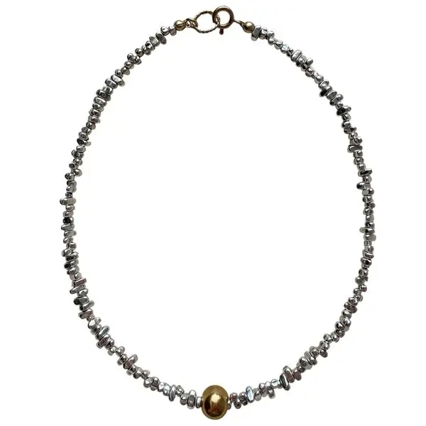LARSUU Silver / Gold Silver Orbit Hematite Necklace - Silver/gold