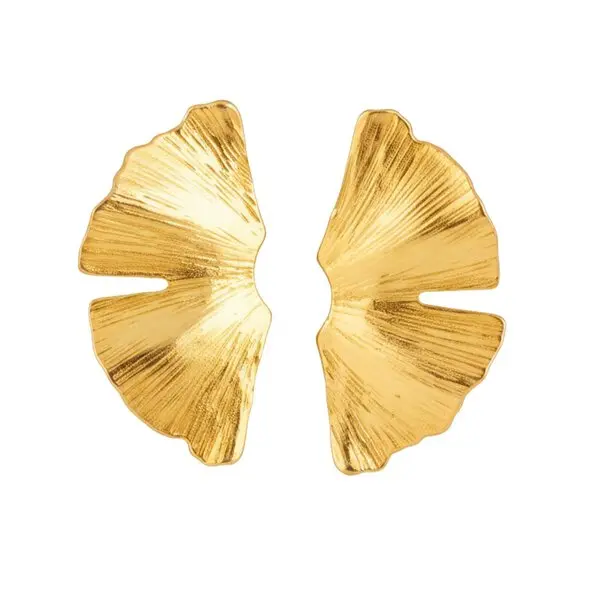LINYA JEWELLERY Big Leaf Boho Earrings - Gold