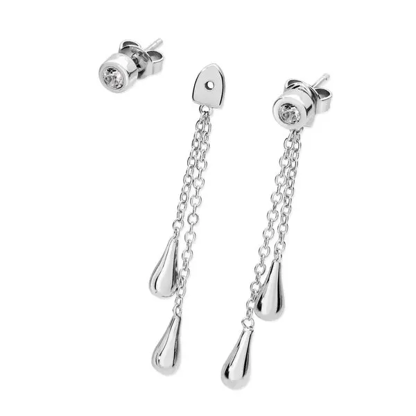 LUCY QUARTERMAINE Removable Double Drop Earrings With White Topaz - Silver