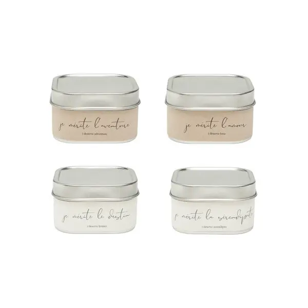 JE MÉRITE (I DESERVE) Neutrals Sweet & Savory Wax Melt Set Love, Adventure, Kismet, & Serendipity - Black/red
