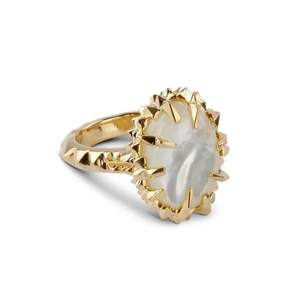 KASUN LONDON Ivory Mother Of Pearl Ring Gold - Silver