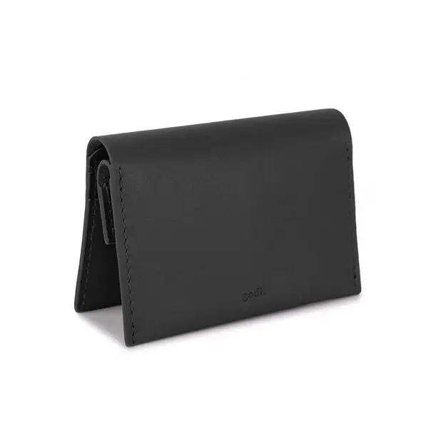 GODI. Handmade Leather Coin & Card Wallet - Black