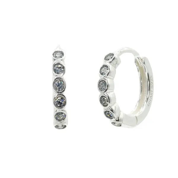 MHART Gold Moissanite Huggie Hoops - Silver