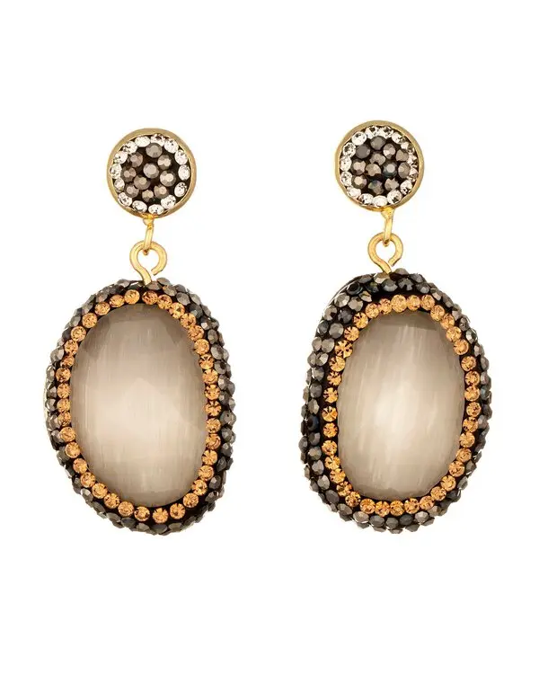 CRYSTALS AND CO Cabochon Single Drop Earrings - White