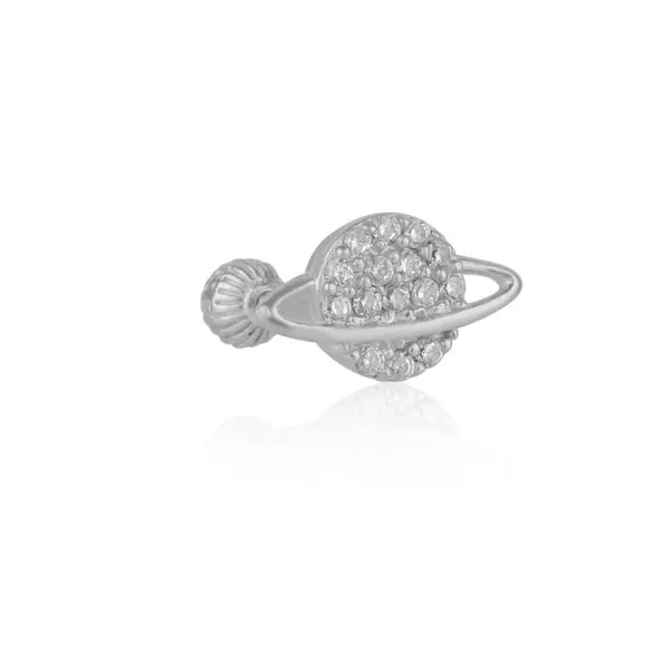 SPERO LONDON Jewelled Saturn Piercing In Sterling - Silver
