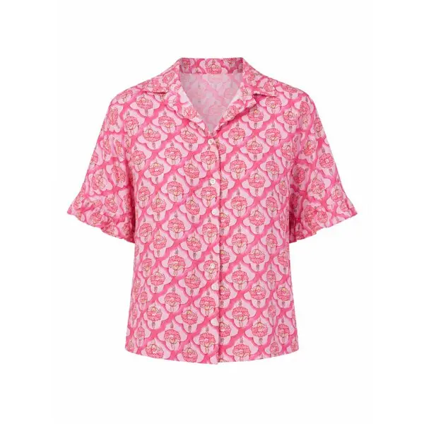 Mind Traveler Floral Crinkle Cotton India Shirt - Pink
