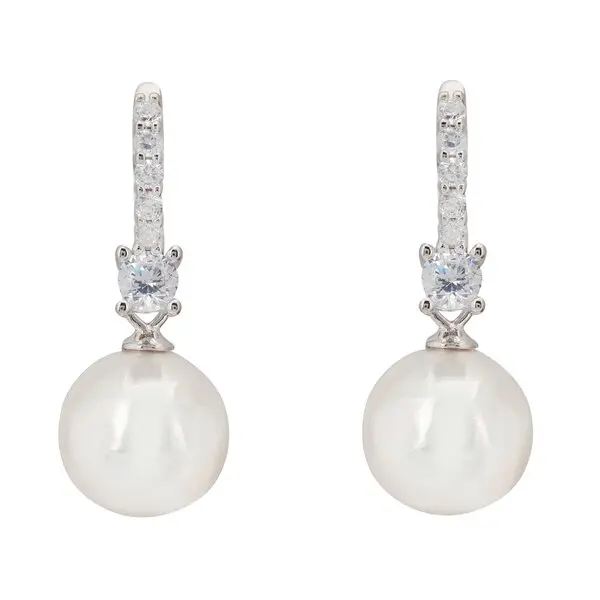 LATELITA Silver / White Serenity Pearl Hoop Earrings Silver - Silver/white