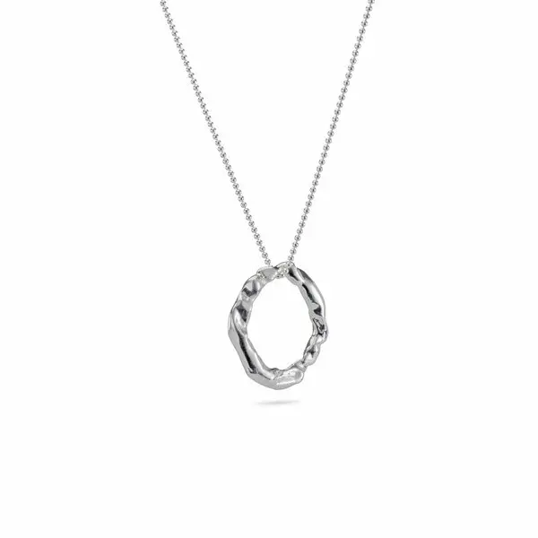 LULU AND BOO JEWELLERY Medium Molten Halo Solid Sterling Necklace - Silver