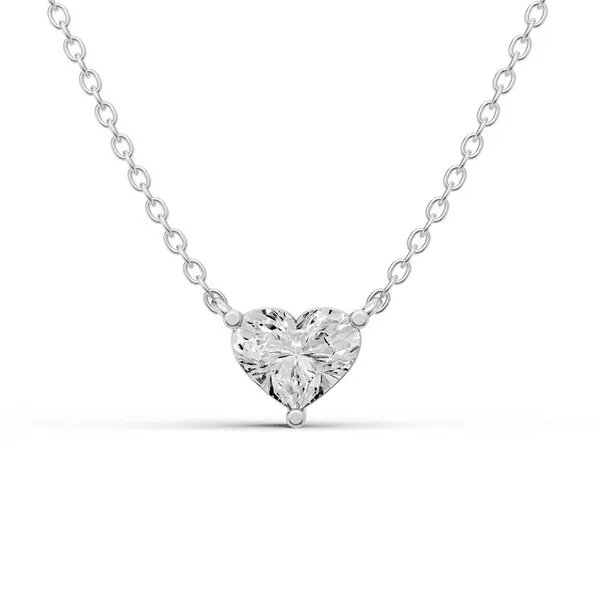 SEREIA OFFICIAL 14k Gold 0.25 Ct Lab Grown Heart Shape Diamond Pendant White Gold - Silver
