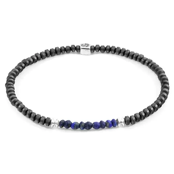 ANCHOR & CREW Silver / Blue Blue Lapis Lazuli Paralana Silver & Stone Bracelet - Silver/blue