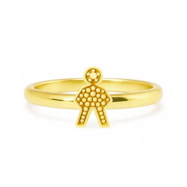 UNALOE Adjustable Ring With Little In Sterling Silver With Plated For Family And Love - Gold