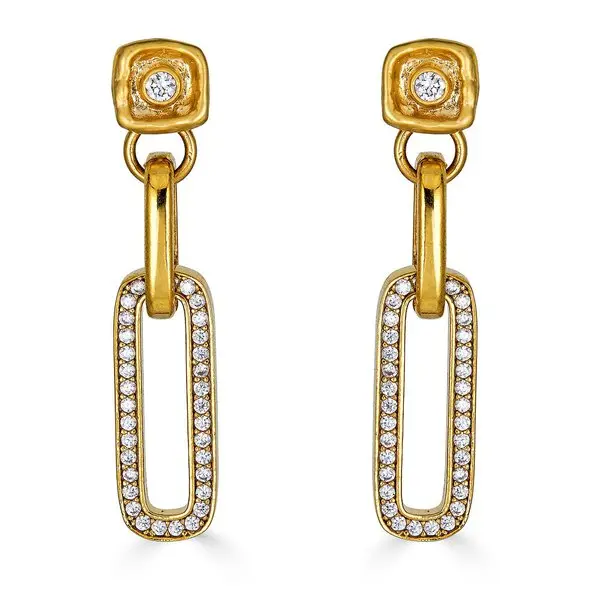 LONI PAUL JEWELRY Pave Chain Post Earrings - Gold
