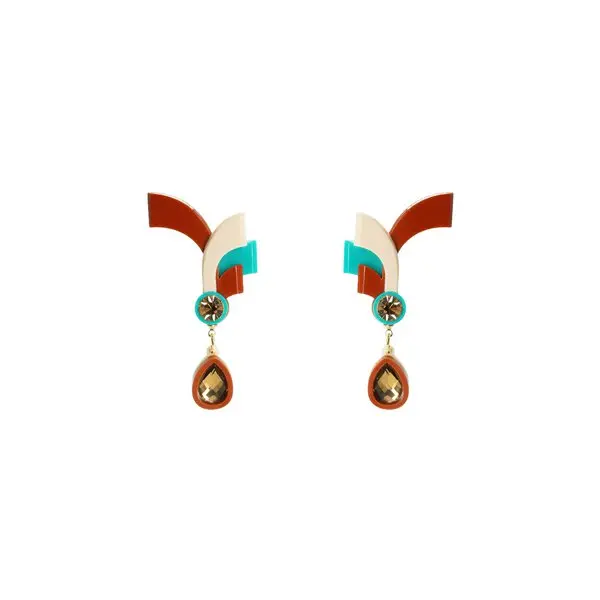 GISSA BICALHO Acrylic Handmade Earring Crest Cinnamon - Yellow