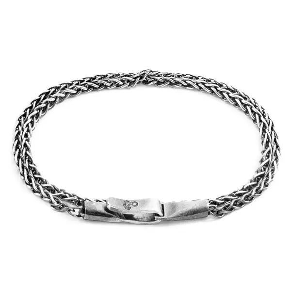 ANCHOR & CREW Staysail Double Sail Chain Bracelet - Silver