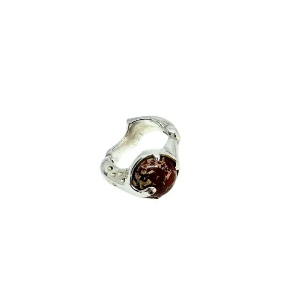 TG-JEWELLERY BY TAMARA GERVASIO Silver / Red The Sculpture Sterling Silver Ring With Jasper - Silver/red