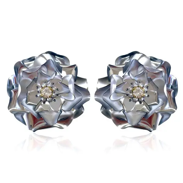 PINAR OZEVLAT Camellia Earrings - Silver