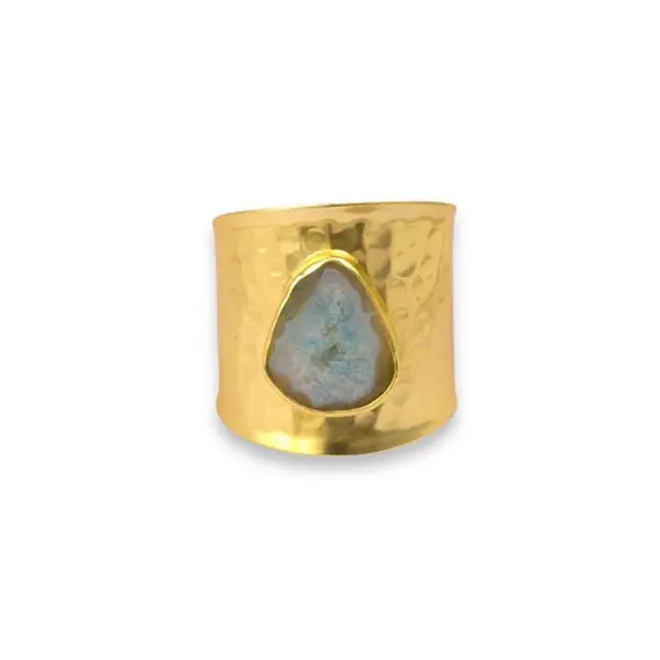 SIBYLLA DELPHICA Drusy Agate Bangle Cuff -one Of A Kind- Sea - Blue