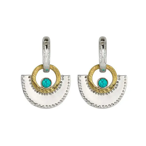 CHARLOTTE'S WEB JEWELLERY Silver / Blue Sundar Fan Silver Huggie Hoop Earrings Turquoise - Silver/blue