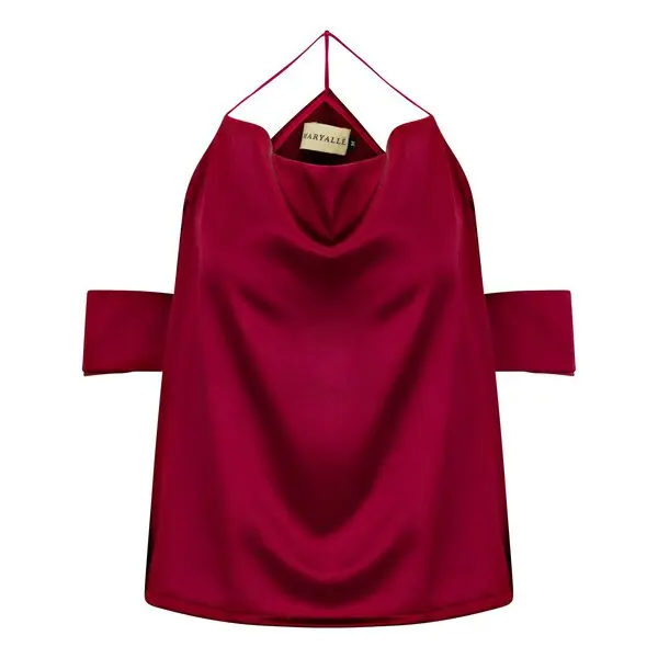 BOUTIQUE KAOTIQUE Indonesian Off-the-shoulder Silk Top — Handmade In Indonesia - Red
