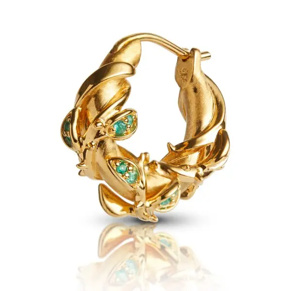 KASUN LONDON Enchanted Emerald Forest Hoop Earring Vermeil - Gold
