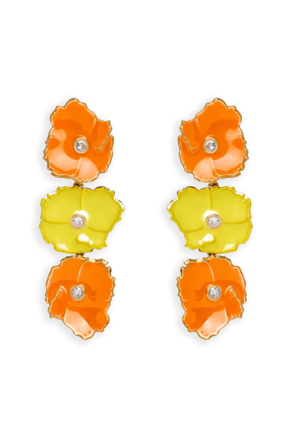 LAVANI JEWELS And Yellow Prunus Earrings - Orange