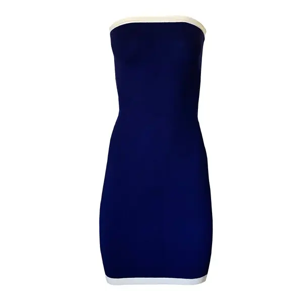TOUCH BY ADRIANA CAROLINA Lily Navy Midi Knit Dress - Blue