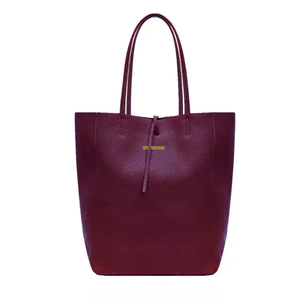 BETSY & FLOSS Milan Tote Bag In Burgundy With Gold Hardware - Yellow