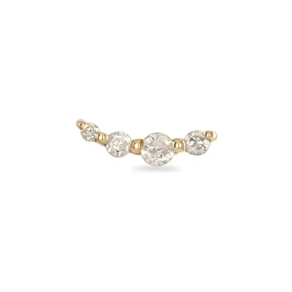 ZOHREH Neutrals Graduated Diamond Curve Flat Back Earring 14k - Gold