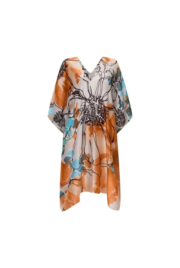 JAMES LAKELAND Floral Sketch Kaftan - Orange