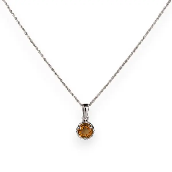 BELINDA JEWELZ Orange / Silver Citrine Birthstone Charm Necklace - Orange/silver