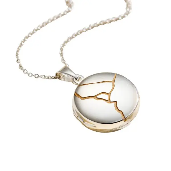POSH TOTTY DESIGNS Kintsugi Small Round Locket Necklace - Silver