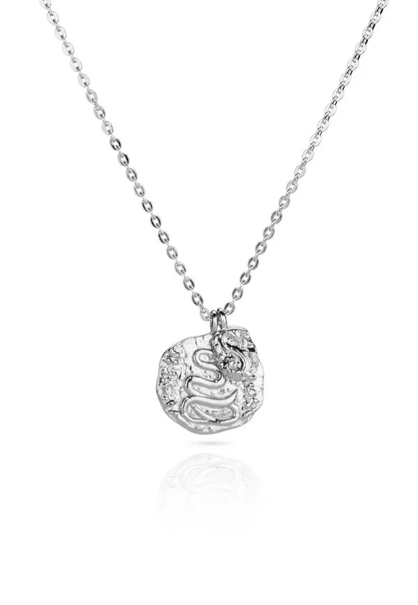 AARIA LONDON Snake Coin Necklace - Silver