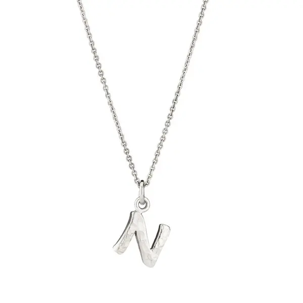 POSH TOTTY DESIGNS Sterling Textured Initial Letter Necklace - Silver