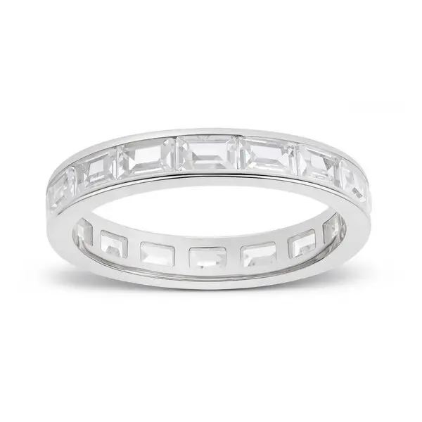KYLIE HARPER Channel-set Baguette Diamond Cz Eternity Band Ring In Sterling - Silver