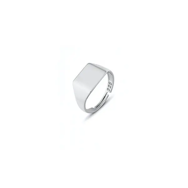 SPERO LONDON Signature Rectangular Sterling Signet Ring - Silver