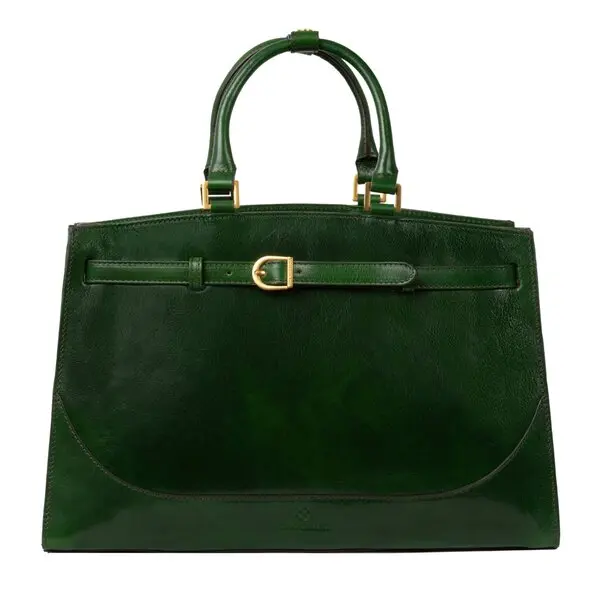 TIME RESISTANCE Leather Handbag Shirley - Green