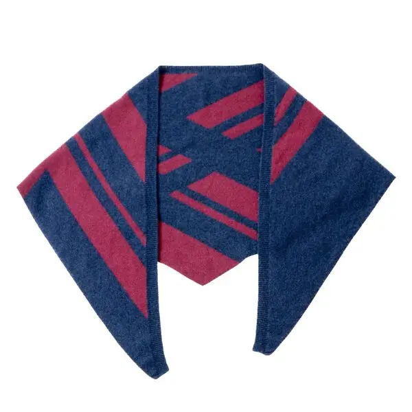 MÀIRI M MACLEOD Blue / Red Doli Midnight Large Triangle Scarf Navy/burgundy Cashmere - Blue/red