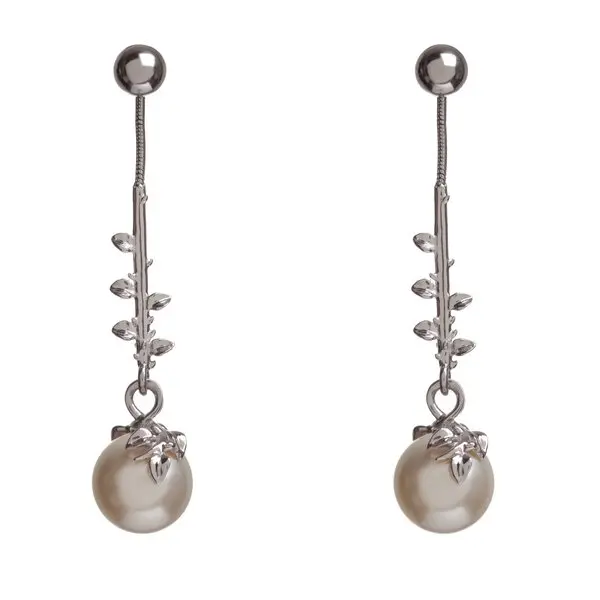 KASUN LONDON Ivory Pearl Drop Earrings - Silver