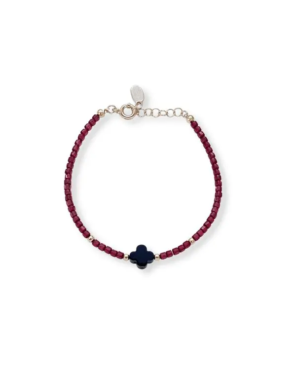 INARI JEWELLERY Black / Silver Sago Gemstone Beaded Bracelet - Black/silver