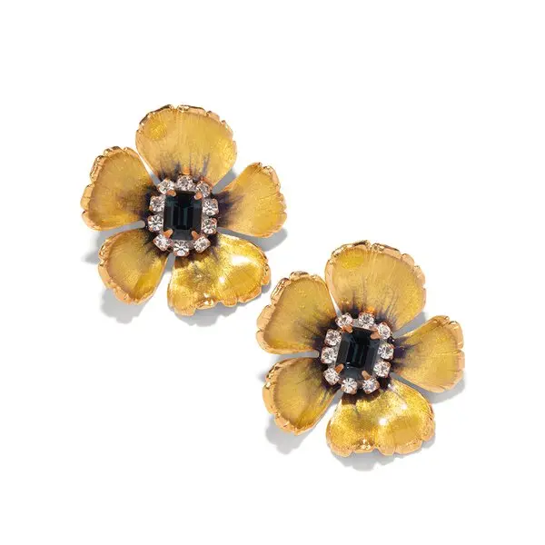 THE PINK REEF Small Hand Painted Floral In Jonquil - Yellow