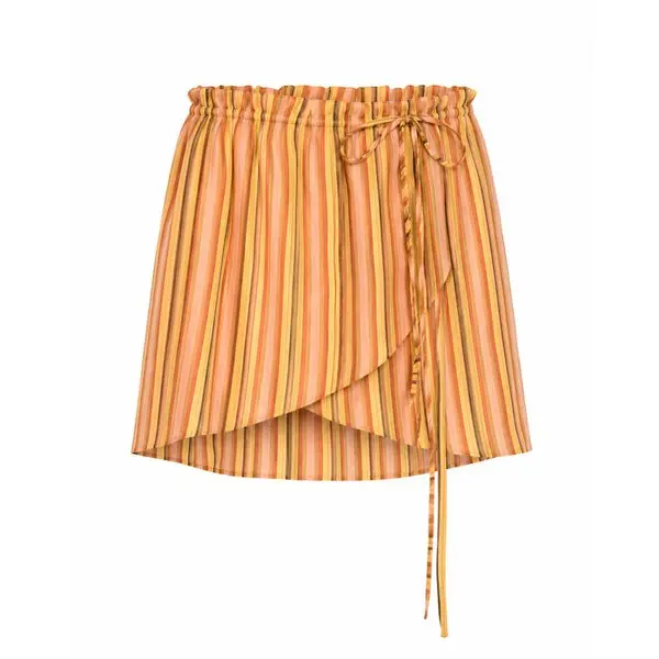 Carmen Says Zest Striped Wrap Skirt - Yellow