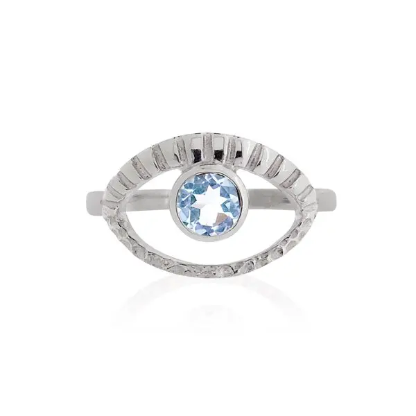 CHARLOTTE'S WEB JEWELLERY Eye Of Intuition Ring Blue Topaz - Silver