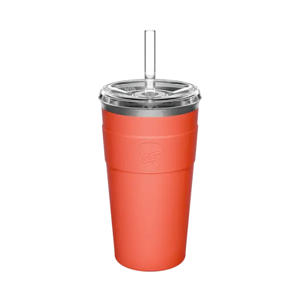 KEEPCUP Cold Cup Thermal With Straw Lid 16oz/454ml Stainless Steel Reusable Coffee Cup Persimmon - Orange