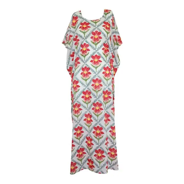 MANUELA CABRALES Delii Block Print Kaftan - Red